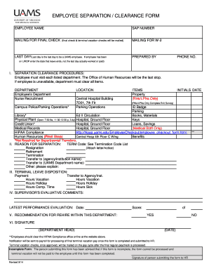 Fillable Online EMPLOYEE SEPARATION CLEARANCE FORM Fax Email Print ...
