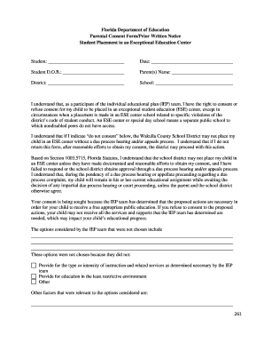 Fillable Online wakulla schooldesk Parent Consent form-Prior Written ...