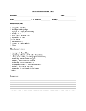 Fillable Online Informal Observation Form - QAPPD Fax Email Print ...