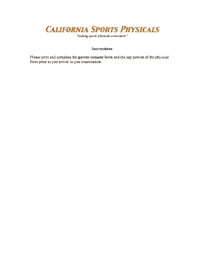 Fillable Online California Sports Physicals - Premiere Spine Fax Email ...