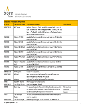 Fillable Online Encounter Prenatal Screening Ontario BORN ID Data ...