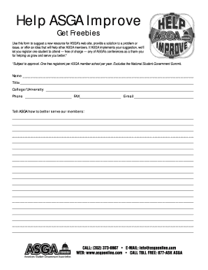 Fillable Online Help ASGA Improve Form Fax Email Print - pdfFiller