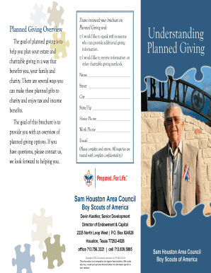 Fillable Online I have reviewed your brochure on Planned Giving ...