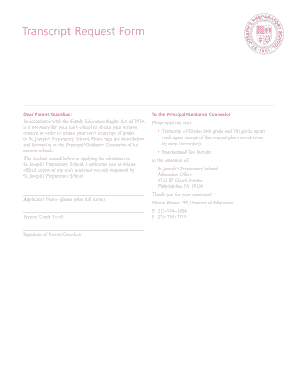 Fillable Online Transcript Request Form - Saint Josephs Preparatory ...