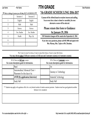 Fillable Online 16-17 course selection grade 7.xlsx Fax Email Print ...