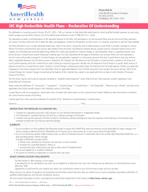 Fillable Online IHC High Deductible Health Plans Declaration Of ...