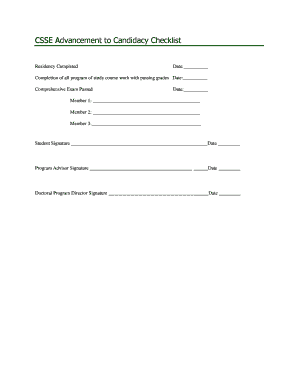 Fillable Online education uoregon CSSE Advancement to Candidacy Checklist Fax Email Print ...