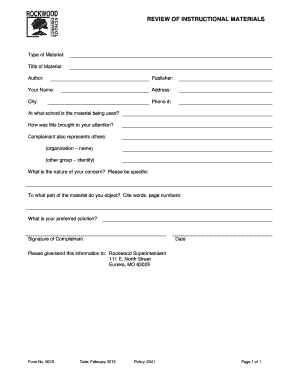 Fillable Online REVIEW OF INSTRUCTIONAL MATERIALS Fax Email Print ...