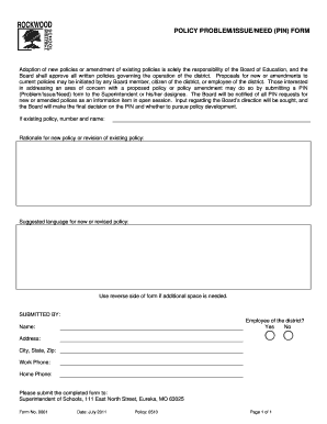 Fillable Online POLICY PROBLEMISSUENEED PIN FORM Fax Email Print ...