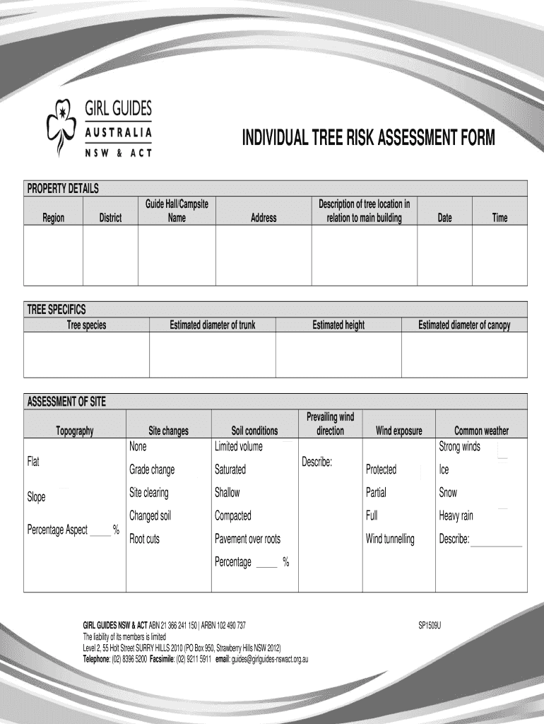 Fillable Online girlguides-nswact org INDIVIDUAL TREE RISK ASSESSMENT ...