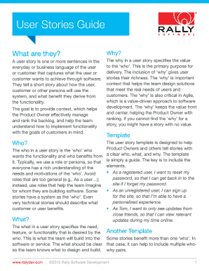 Fillable Online User Stories Guide Fax Email Print - pdfFiller
