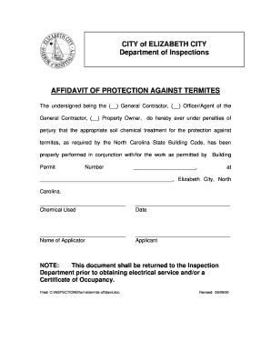 Fillable Online Inspections form - AFFIDAVIT OF PROTECTION AGAINST ...