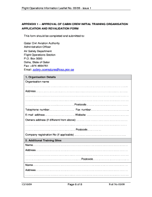 Fillable Online APPENDIX 1 APPROVAL OF CABIN CREW INITIAL TRAINING Fax ...