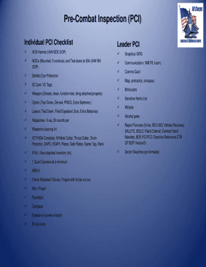 Fillable Online hood army Pre-Combat Inspection PCI - hood army Fax ...