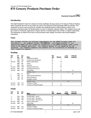 Fillable Online 875 Grocery Products Purchase Order - Exchange Fax ...