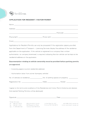 Fillable Online ApplicAtion for resident Visitor permit Fax Email Print ...