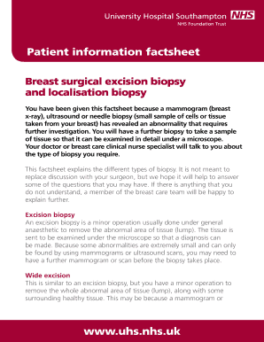 Fillable Online Breast surgical excision biopsy and localisation biopsy ...