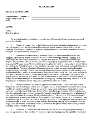 Fillable Online FORM - Actor Releasedoc Fax Email Print - pdfFiller
