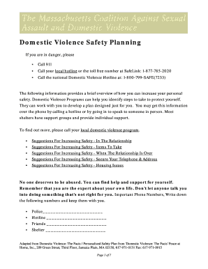 Fillable Online Domestic Violence Safety Planning Fax Email Print ...