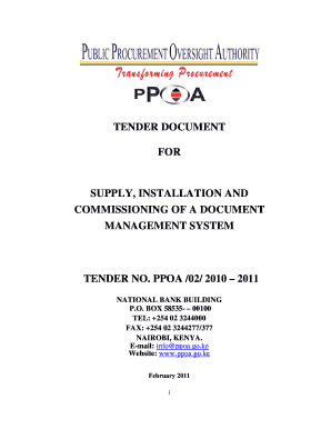 Fillable Online TENDER DOCUMENT FOR SUPPLY, INSTALLATION AND ...