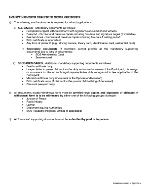 Fillable Online SOS SPF Documents Required for Refund Applications a ...