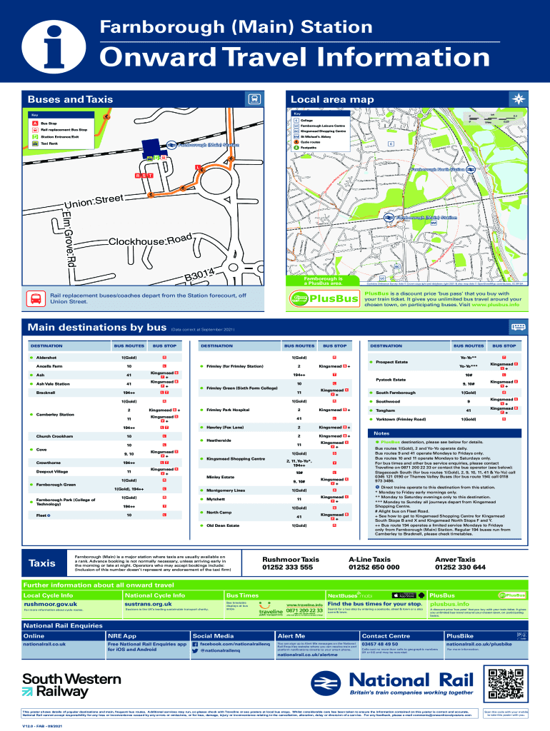 Fillable Online Farnborough North Station - Taxis Local area map Buses ...