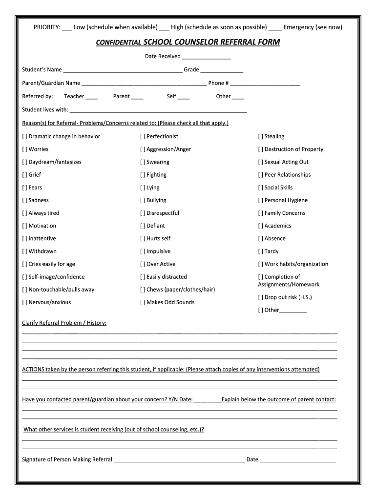 Fillable Online mlsd CONFIDENTIAL SCHOOL COUNSELOR REFERRAL FORM Fax ... Fillable Online mlsd CONFIDENTIAL SCHOOL COUNSELOR REFERRAL FORM Fax ...