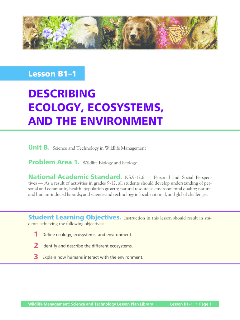 Fillable Online DESCRIBING ECOLOGY ECOSYSTEMS AND THE ENVIRONMENT ...