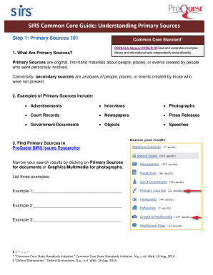 Fillable Online SIRS Common Core Guide Understanding Primary Sources ...