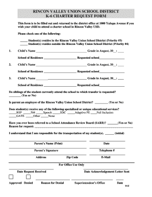 Fillable Online K6 CHARTER REQUEST FORM Fax Email Print - pdfFiller