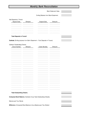 Fillable Online Monthly Bank Reconciliation Fax Email Print - pdfFiller