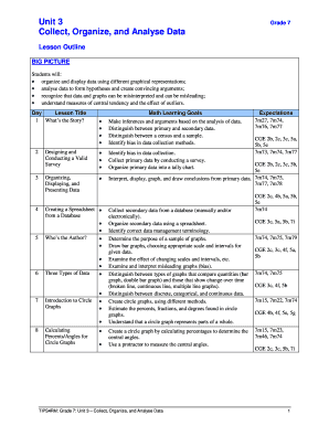 Fillable Online Unit 3 Grade 7 Collect Organize and Analyse Data Fax ...