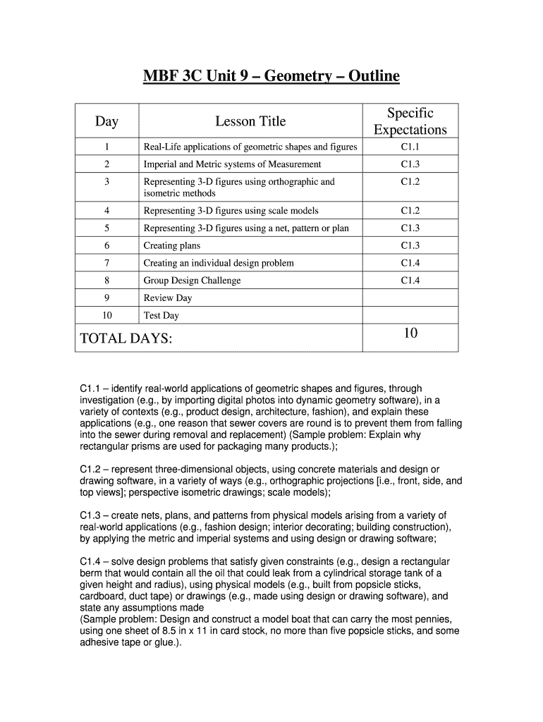 Fillable Online Unit 9 Geometry LessonsDonedoc Fax Email Print - pdfFiller