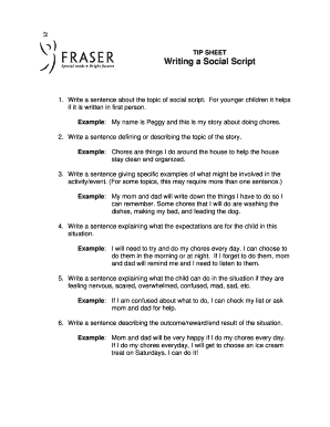 Fillable Online Writing a Social Script Fax Email Print - pdfFiller