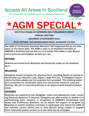 Fillable Online Issue 2 AGM Special AGM SPECIAL - UNISON Scotland Fax ...
