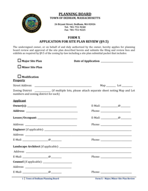 Fillable Online PLANNING BOARD - Dedham Fax Email Print - pdfFiller