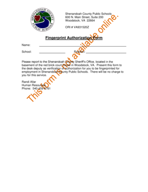 Fillable Online shenandoah k12 va Fingerprint Authorization Form ...
