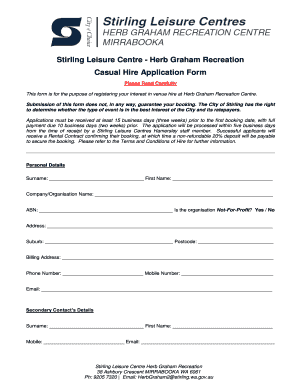 Fillable Online Stirling Leisure Centre Herb Graham Recreation Fax ...