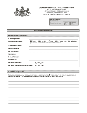 Fillable Online Rule 509 Request Form - alleghenycourtsus Fax Email ...