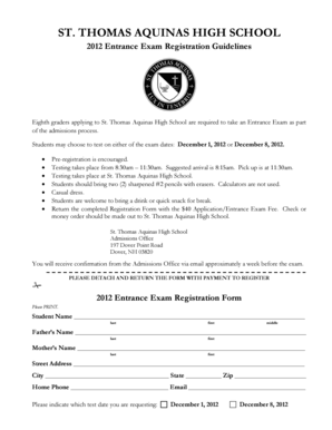 Fillable Online stalux ST THOMAS AQUINAS HIGH SCHOOL - bstaluxorgb Fax ...