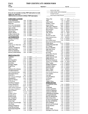 Fillable Online TRIP CERTIFICATE ORDER FORM - TRIP Consultants LLC Fax ...