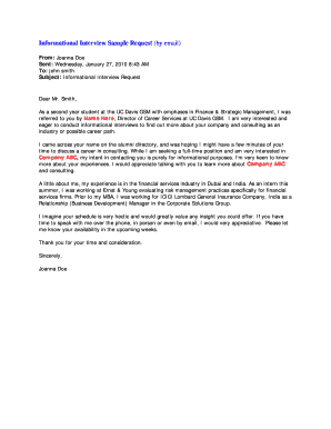 Fillable Online Informational Interview Sample Request (by email) Fax ...