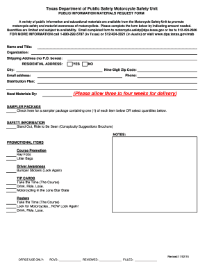 Fillable Online dps texas PUBLIC INFORMATION MATERIALS REQUEST FORM ...