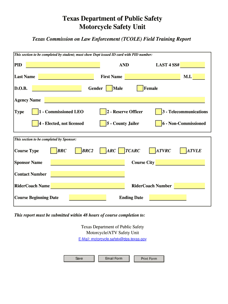 Fillable Online dps texas MSU TCLEOSE FORM rev06-28-13xls Fax Email Print - pdfFiller