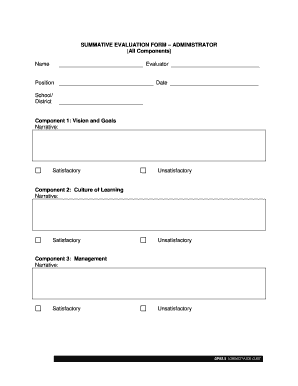 Fillable Online SUMMATIVE EVALUATION FORM ADMINISTRATOR Fax Email Print - pdfFiller