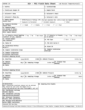 Fillable Online Air PS1 Field Data Sheet DOEHRS ID: 1 Fax Email Print ...