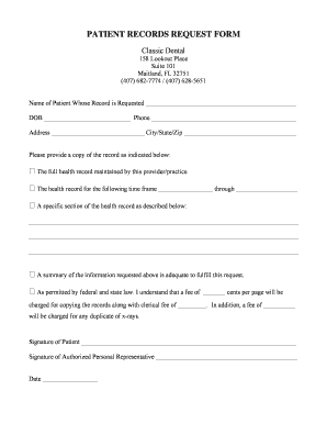 Fillable Online PATIENT RECORDS REQUEST FORM - ProSites Inc Fax Email ...