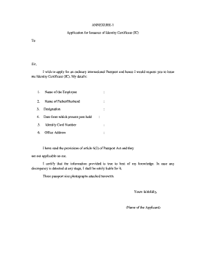Fillable Online Application for Issuance of Identity Certificate (IC ...