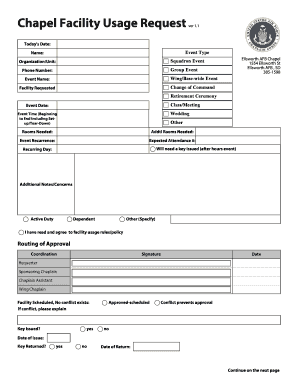 Fillable Online Chapel Facility Usage Request Fax Email Print - pdfFiller