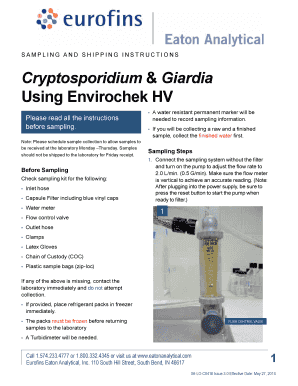 Fillable Online SAMPLING AND SHIPPING INSTRUCTIONS Cryptosporidium Giardia Fax Email Print ...